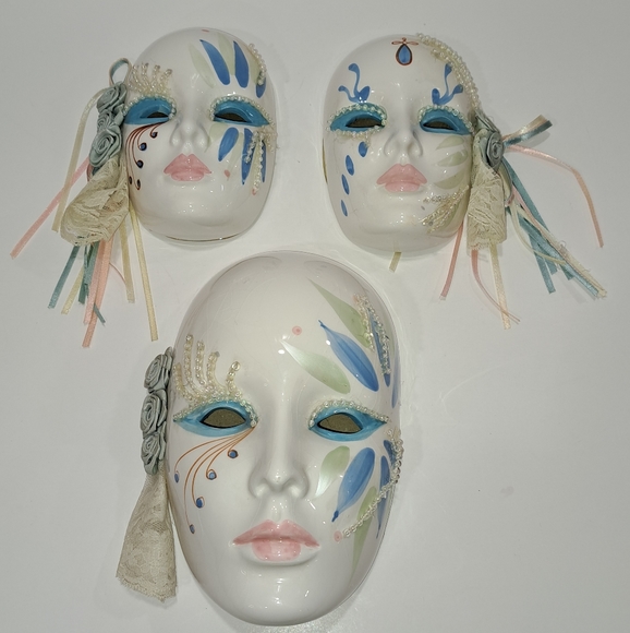 Wall Decor | Vintage Mardi Gras Ceramic Face Mask Set Of 3 | Poshmark